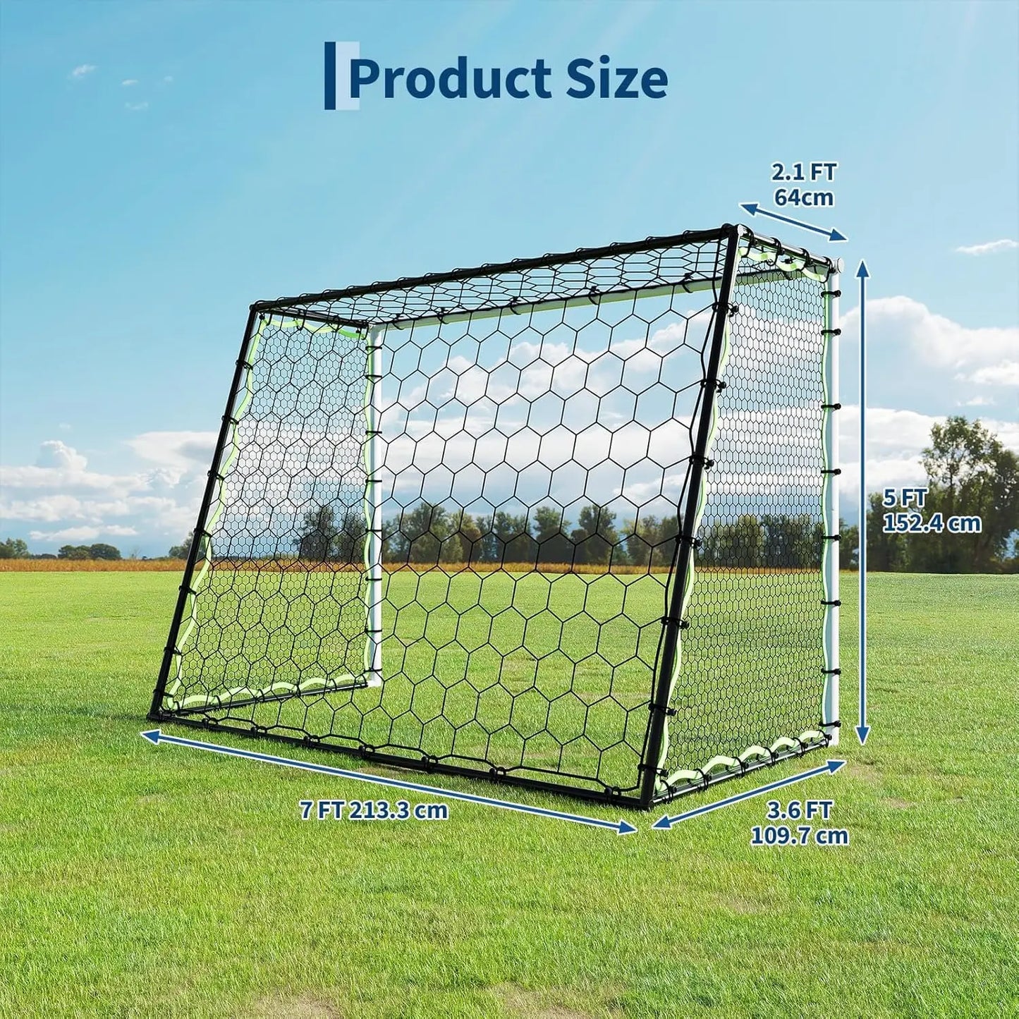 7x5 Foot 3 In 1 Soccer Rebounder Net With Steel Frame For Passing Ball ...