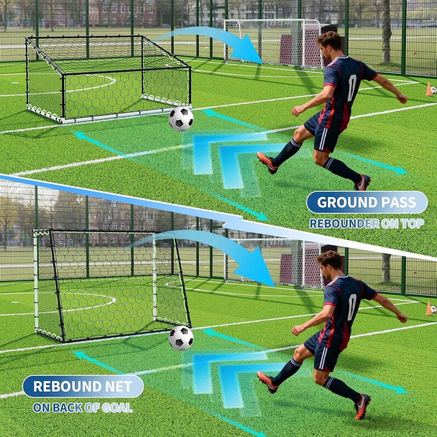 7x5 Foot 3 In 1 Soccer Rebounder Net With Steel Frame For Passing Ball ...