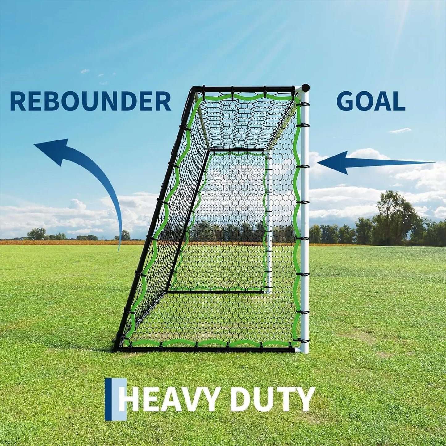 7x5 Foot 3 In 1 Soccer Rebounder Net With Steel Frame For Passing Ball ...